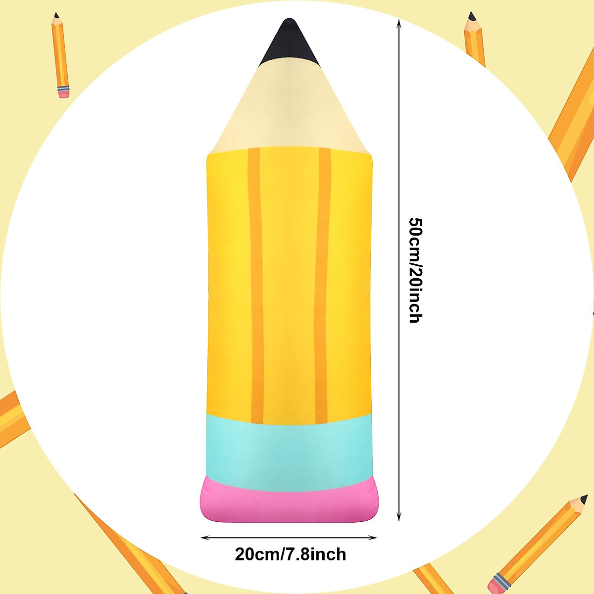 CroBlissful Cute Pencil Pillow Kids Classroom Plush Pillow Large Throw Pillow Back School Cushion Creative Cute Pencil Plush for Reading Room Decoration Birthday Party Teacher Gift