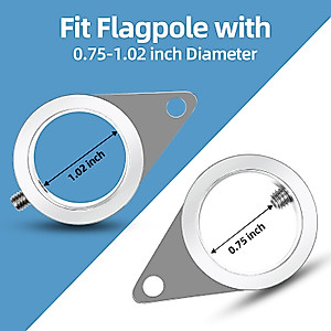 Anovo Flag Pole Rings, Flagpole Rings Aluminum Alloy 360° Rotating Anti Wrap Flag Mounting Spinning Ring Clips for 0.75-1.02 Inch Diameter Flagpole(1 Inch -Pack of 2, Matte Silver)