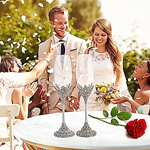 LASODY Crystal Set Champagne Flutes - Wedding Glasses for Bride & Groom - Toasting Cups Gift Sets for Couples - Engagement, Wedding, House Warming Gift