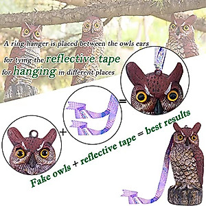 TaiBest 3 Pack Fake Horned Owl Statue for Outdoor Use,Plastic Owl with Reflective Tape for Outdoor Garden Yard Decoration
