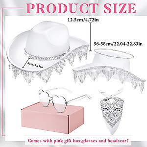 Hercicy Rhinestone Cowboy Hat Glitter Cowboy Hat Sparkly Cowgirl Hat for Concert Birthday Party Beyonce Renaissance(White)