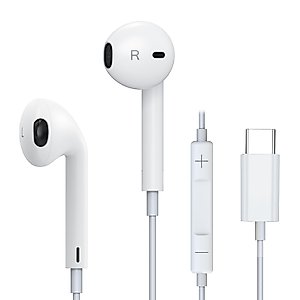 Aolcev USB C Headphones, Type C Earphones for Samsung Galaxy S23/ S23P/ S23 Ultra, in-ear Type C Earbuds with Mic, Noise Canceling Earbuds Wierd, Earbuds for iPhone 15 and Most Type C Devices, White