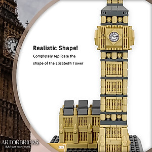 ArtorBricks Architectural Elizabeth Tower Big Ben Building Set Model Kit and Gift for Adults (891 pieces)