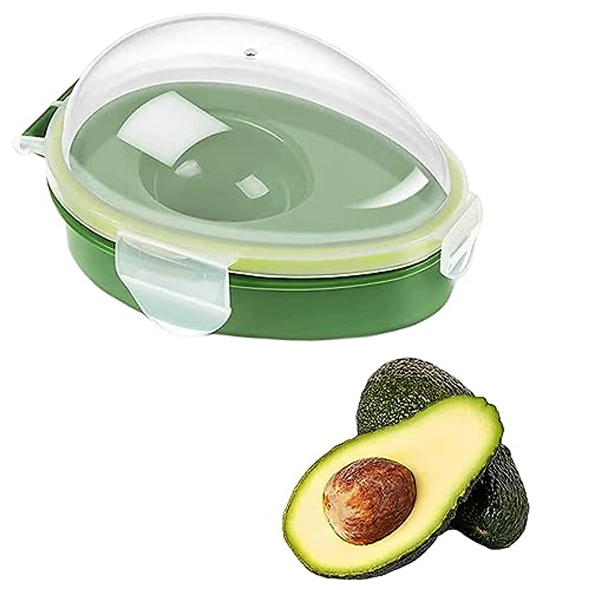 EMVANV Avocado Storage Container, Reusable Avocado Saver Keeper Fruit Keep Fresh Storage Box Holder for Refrigerator (Green, 6.02 x 4.33 x 3.15 inches)