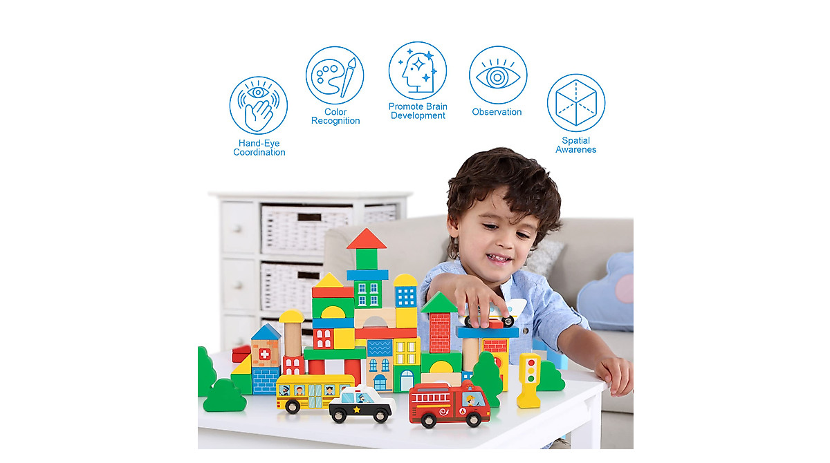 TOOKYLAND Wooden City Building Blocks for Kids
