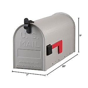Solar Available Group ST100000 Standard Size Galvanized Steel Rural Mailbox U.S. Postmaster General Approved, Gray