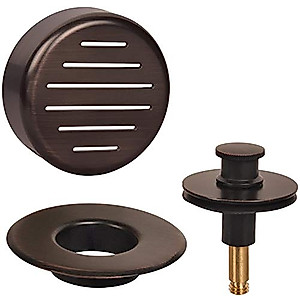 AB&A 60115 Tub Drain Trim Kit with Push eN Lift Stopper, Classic High-Capacity Overflow Plate, and Press-in Strainer Cover, Venetian Bronze
