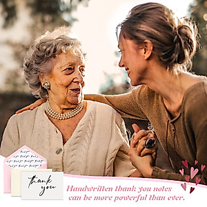 AZAZA Bridal Shower Thank You Cards with Envelopes, 100 Pack, Modern Minimalistic Design, 4x6 Inch, Pink