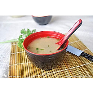 JapanBargain 2384x4, Set of 4 Asian Japanese Chinese Wonton Soba Rice Pho Ramen Noodle Soup Spoons, Black/Red