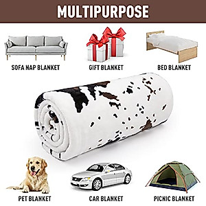 Jekeno Cow Print Blanket Double Sided Print Warm Soft Throw Blanket for Bedroom Decor Sofa Chair Bed Office Women Gift 50"x60"