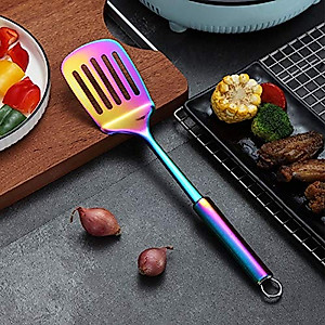 Berglander Spatula, Stainless Steel Rainbow Slotted Turner, Colorful Spatulas With Titanium Plating, Spatula For Cooking, Kitchen Spatulas, Barbeque Turner, Spatulas For BBQ (Rainbow)