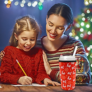 Reusable Iced Coffee Sleeve for Cold Drink Cups, Neoprene Insulator Cup Cover Holder Compatible with Starbucks Dunkin McDonalds Coffee - 3mm Thick (Large Size 30-32oz,Christmas hats style)