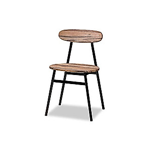 Baxton Studio Darcia 5 Piece Dining Set in Brown and Matte Black