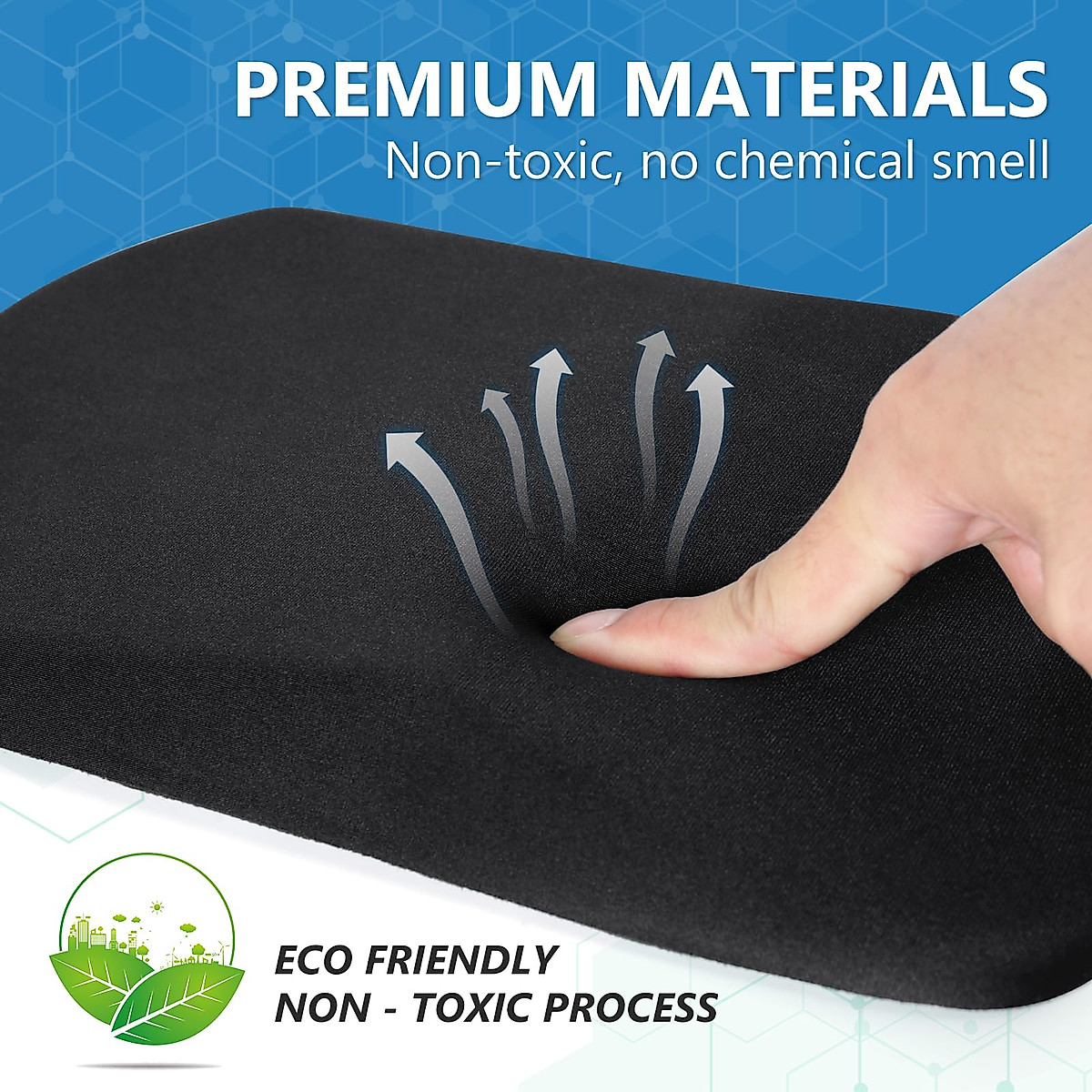 KXRORS Ergonomic Mouse Pad with Wrist Support - Comfortable Soft Entire Memory Foam Mousepad for Wrist Rest Pain Relief,Thick Mouse Pad with Non-Slip PU Gel Base for Office & Home(13 x 8 Inch Black)