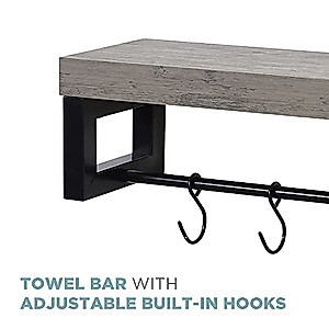 Zenna Home, Wall Shelf, Matte Black & Driftwood
