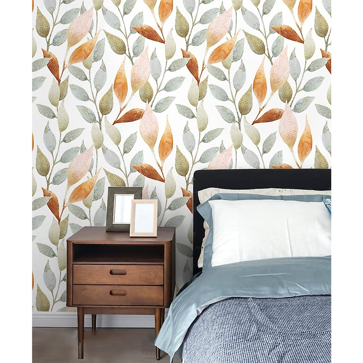 Floralplus Peel and Stick Wallpaper Boho Leaf Stick On Wallpaper Removable Textured Wallpaper Pull and Stick Contact Paper for Cabinet Bathroom Nursery Home Decor 17.7in x 118in