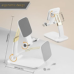 KOTUDAY Cell Phone Stand for Desk, Adjustable Phone Holder for Desk Compatible with Most of The Cell Phones, Such as iPhone 14 Pro Max,Samsung, LG,Sony,One Plus-White