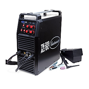 Eastwood AC/DC TIG Welder System | 1/4 Inch Thick Welding Capacity | Duty cycle of 60% at 190 Amps | 110 & 220V Dual Voltage TIG Welding with Rocker Style Foot Pedal | Black