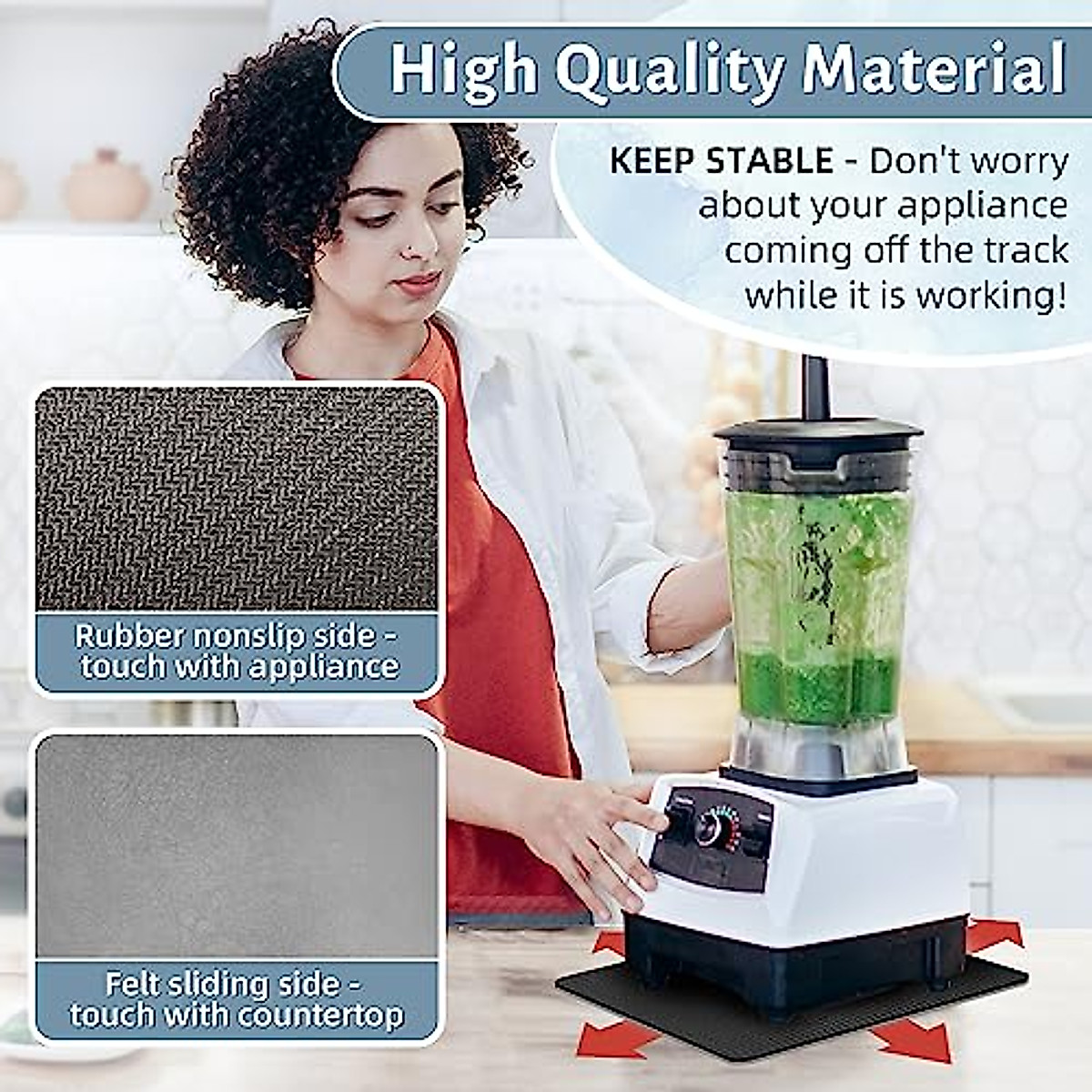 LOPNUR Appliance Slider Cut to Fit, Kitchen Appliance Sliders 360 Degree Rotation Moving on Counter, Coffee Mat Heat Resistant Mat, Appliance Mover for Espresso Machine, Food Processor (Medium, Grey)