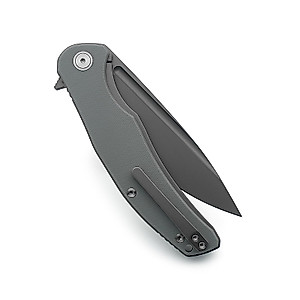 Miguron Knives M Velona Flipper Folding Knife 4.03" Dark Grey PVD 14c28n Blade Grey G10 Handle With Titanium Pocket Clip Camping Hiking Pocket Knife MGR-8003DGII