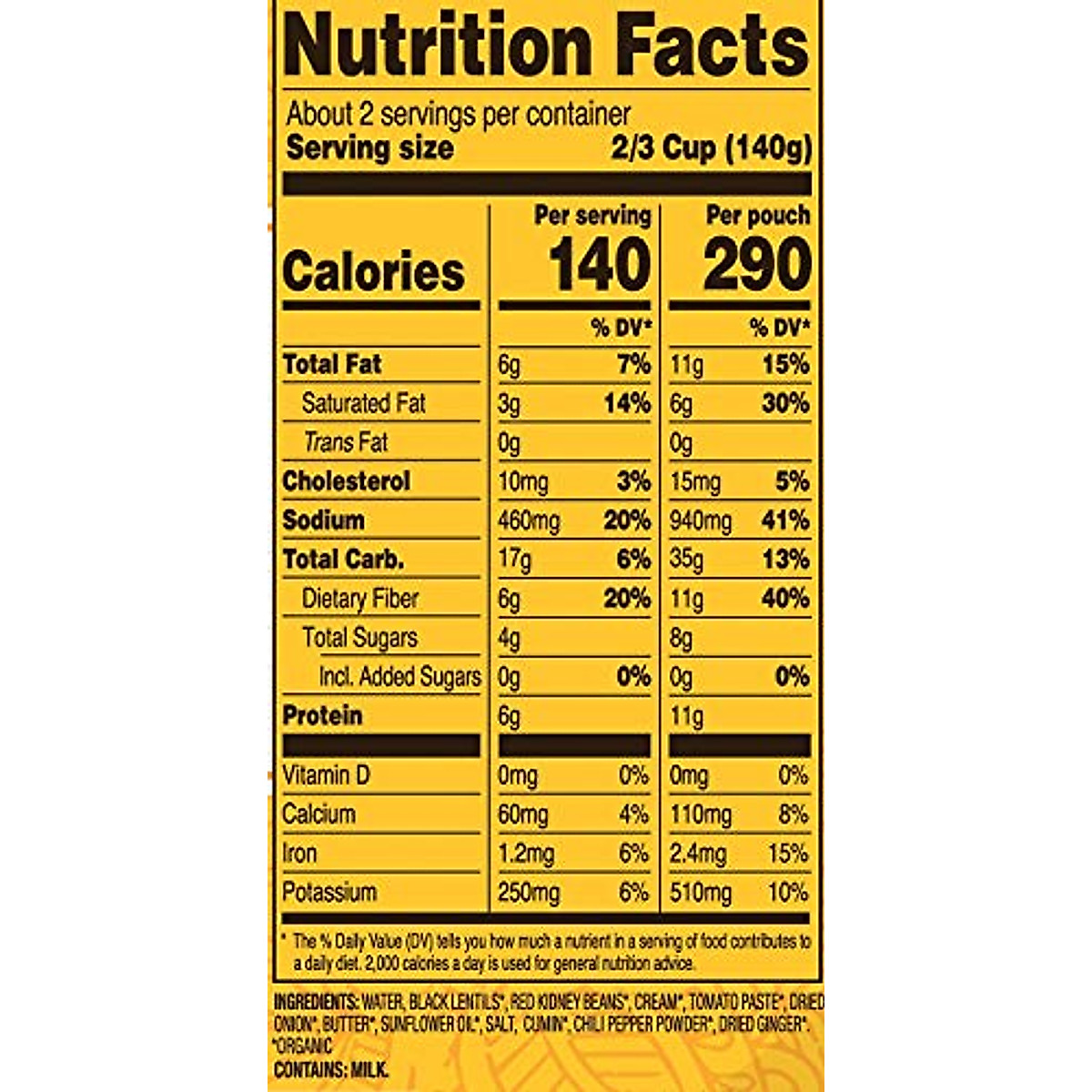 Tasty Bite Organic Indian Madras Lentils, Microwaveable Ready to Eat Entree, 10 Ounce (Pack of 6)