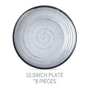 Joviton Home 32-Piece Swirl Melamine Dinnerware Sets for 8 and 8-Piece Mixing Bowls with Lids Set