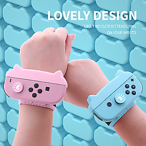 NANANINO Dance Switch Wristband, Wrist Bands for Dance Switch 2023 2022 2021 2020 2019, Adjustable Elastic Straps for Joy-Cons Controller - PinkBlue (2 Packs)