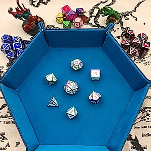DND Metal Dice Set Enamel dice 7 Die Polyhedral Dice Set DND Dice Role Playing Game Dice Set with Storage Bag for RPG Dungeons and Dragons D&D Math Teaching