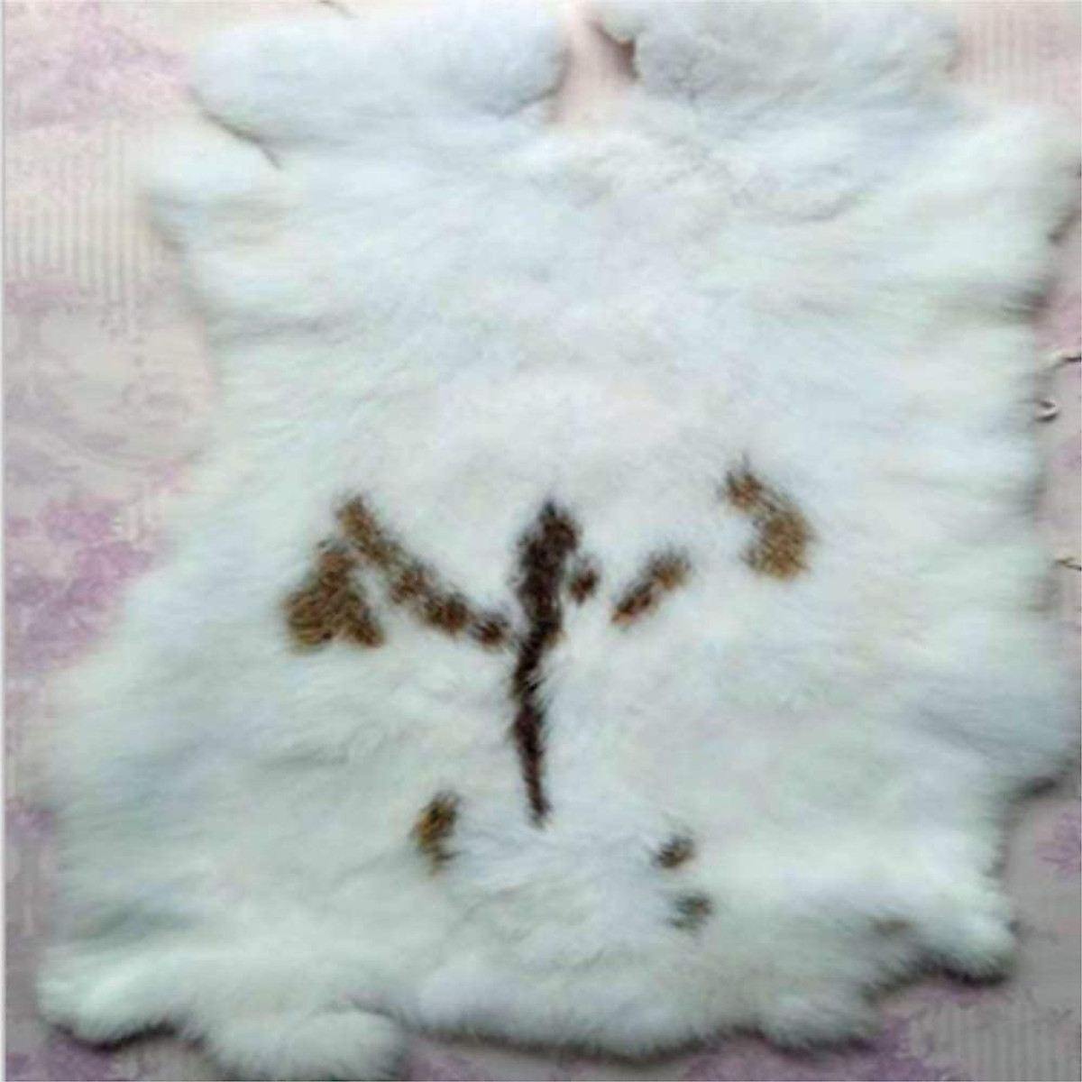 Natural Spotted Color Rabbit Fur Pelt Hide(10" by 12" with Sewing Quality Leather) - Soft Professionally Tanned 1PCS