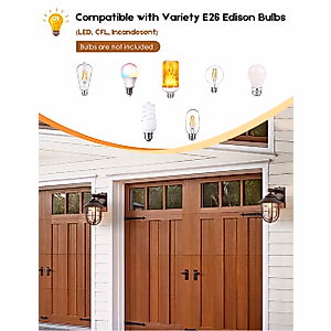 VOCLDFA Dusk to Dawn Sensor Outdoor Wall Lantern Nautical Style Outdoor Lighting fixtures Wall Mount Waterproof Outdoor Wall Sconce Retro Oil Rubbed Bronze Finish Outside Wall Lamp for Porch Yard