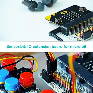 ELECFREAKS microbit Sensor:bit 3v Expansion Board Mini Micro:bit Breakout Board with 16 GVS Interface Integrated Buzzer and Audio Jack Adapter Shield IO IIC Ports Compatible with Lego Jack
