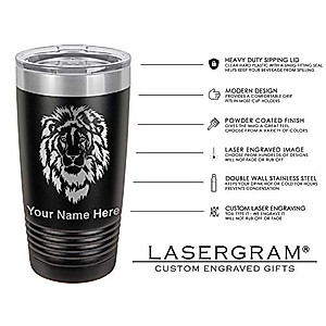 LaserGram 20oz Vacuum Insulated Tumbler Mug, Horse Head 2, Personalized Engraving Included (Black)