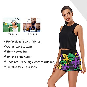 xigua Mardi Gras Women&#039;s Active Skirt with Pockets Shorts Lightweight Athletic Golf Skorts Skirts with Zipper Pocket