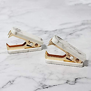 Multibey Staples Remover Tool for Office Staple Removal Puller Kit Gold Metal Jaws Stationery Marble White Texture School Home Desk Supplies Gift Idea (1 Pack)