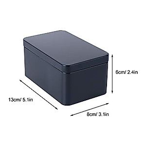 DOITOOL Metal Container Rectangular Tin Box with Lids, Portable Tea Storage for Tea, Candy, Candle, Jewelry - Black (13x8x6cm) Small Tin Box
