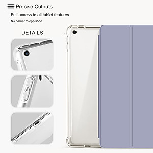 Aoub Case for iPad 6th/5th Generation 9.7 inch, Trifold Stand Auto Sleep/Wake Slim Smart Cover Frosted Translucent Soft TPU Shockproof Case with Pencil Holder for iPad 9.7 2018/2017, Purple