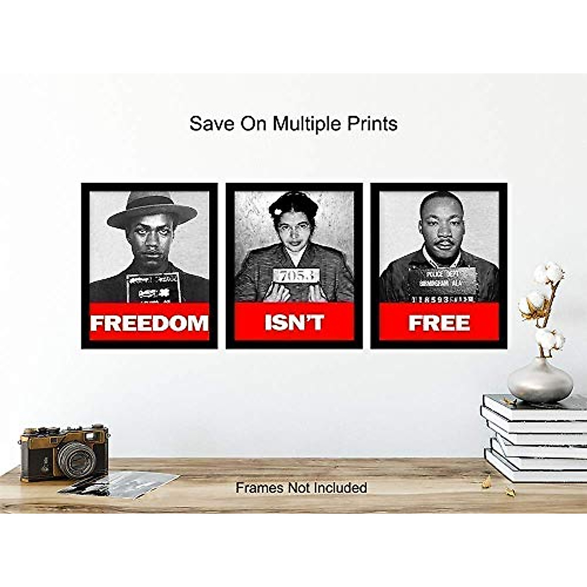 Black Leaders, African American Wall Art Prints - 3-8x10 Vintage Photos -Decor for Classrooms or Home -Great Gift for Black History Month- Martin Luther King Jr, Malcolm X, MLK -UNFRAMED