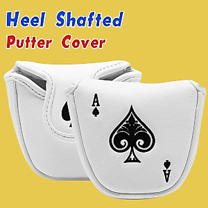 Barudan Golf Customize Ace White Mallet Putter Cover, Custom Golf Headcover Magnetic Club Protector fits for Odyssey 2ball, Odyssey Stoke Lab Putters,Synthetic Leather Putter Headcover for Mallet