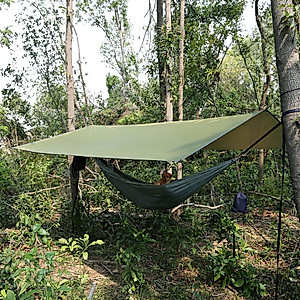 Sunyear Camping Hammock with Net & Sunyear Hammock Rain Fly Tent Tarp Provides Effective Protection Against Rain