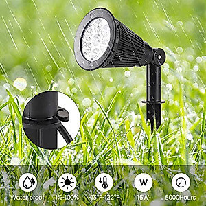 MGKZ Solar Spot Lights Outdoor, Multi-Color Waterproof Solar Landscape Lighting RGB Spotlights Solar Outdoor Lights Halloween Christmas Decoration Lights for Garden Backyard Pool Flag, 2 Pack
