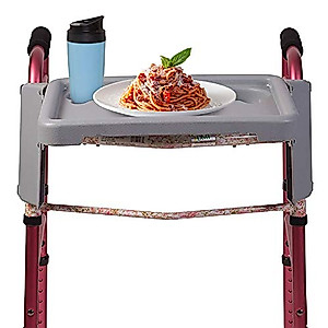 DMI Walker Tray, Rollator Tray, Mobility and Walker Accessory Tray Table Fits Most Standard Walkers, Folding with Two Cup Holders and Tool Free Assembly, 16 x 11.8