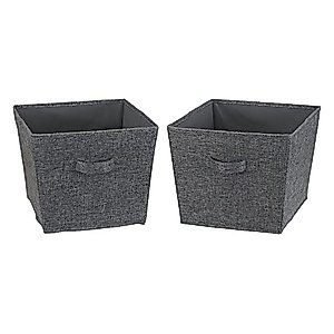 Household Essentials, Graphite 2 Pack Open Storage Bins, Medium-10 W x 11" D