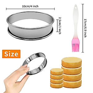 GATOOLER 6 Pieces 4 inch English Muffin Rings Stainless Steel Crumpet Rings Double Rolled Tart Ring Round Muffin Pastry Mousse Cake Baking Rings Heat-Resistant Tart Molds