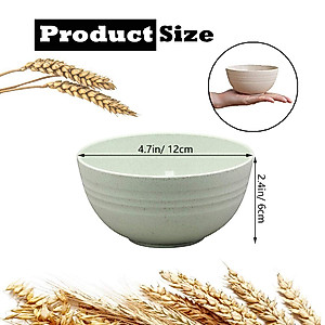 N/ A 4 PCS 4.7inch Lightweight Wheat Straw Bowl, Unbreakable Cereal Pasta Bowls Microwave& Dishwasher Safe, Reusable Tableware Dinnerware Fruit Snack Container (Small,PINK)