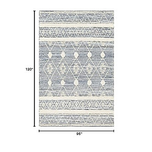 Mark&Day Area Rugs, 8x10 Rolla Global Slate Blue/Cream Area Rug, Grey Blue Beige Carpet for Living Room, Bedroom or Kitchen (8' x 10')