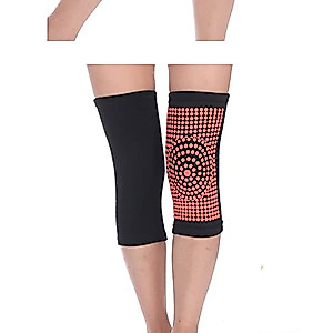 1 Pair Self Heating Support Knee Brace Warm for Arthritis Joint Pain Relief and Injury Recovery Knee Pads (Black,L)