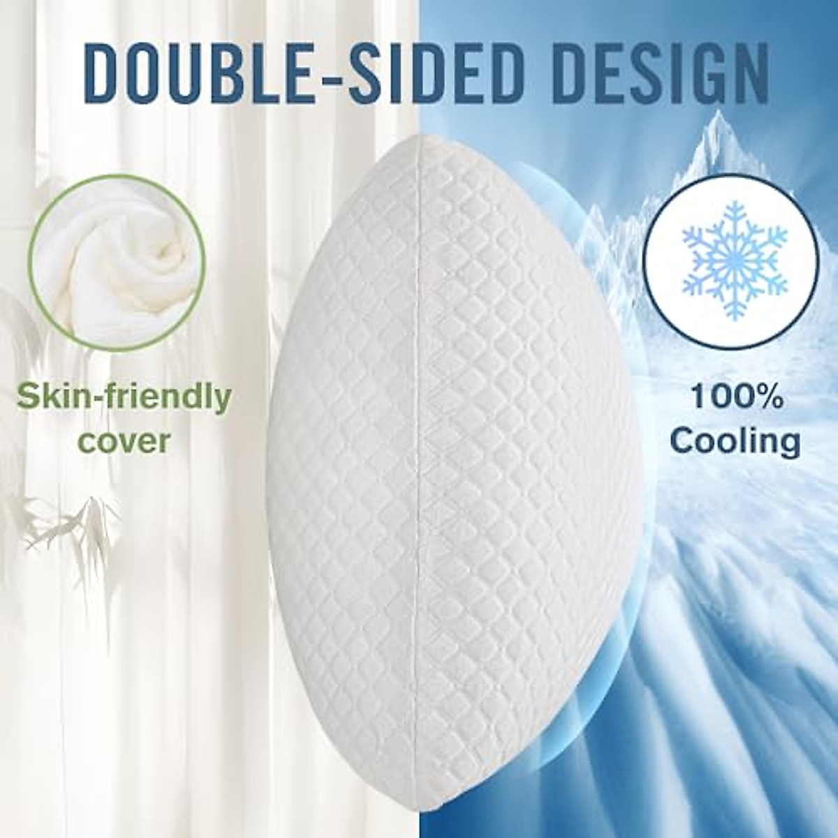 Higoom Standard Size Bed Pillows for Sleeping 2 Pack,Shredded Memory Foam Pillows with Washable Removable Pillowcase Set of 2,Height Adjustable,Suitable for Stomach,Back and Side Sleepers.
