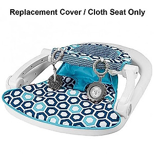 Replacement Part for Fisher-Price Sit-Me-Up Floor Seat - FKD95 ~ Replacement Cover/Cloth Seat ~ Blue, White and Turquoise Colors
