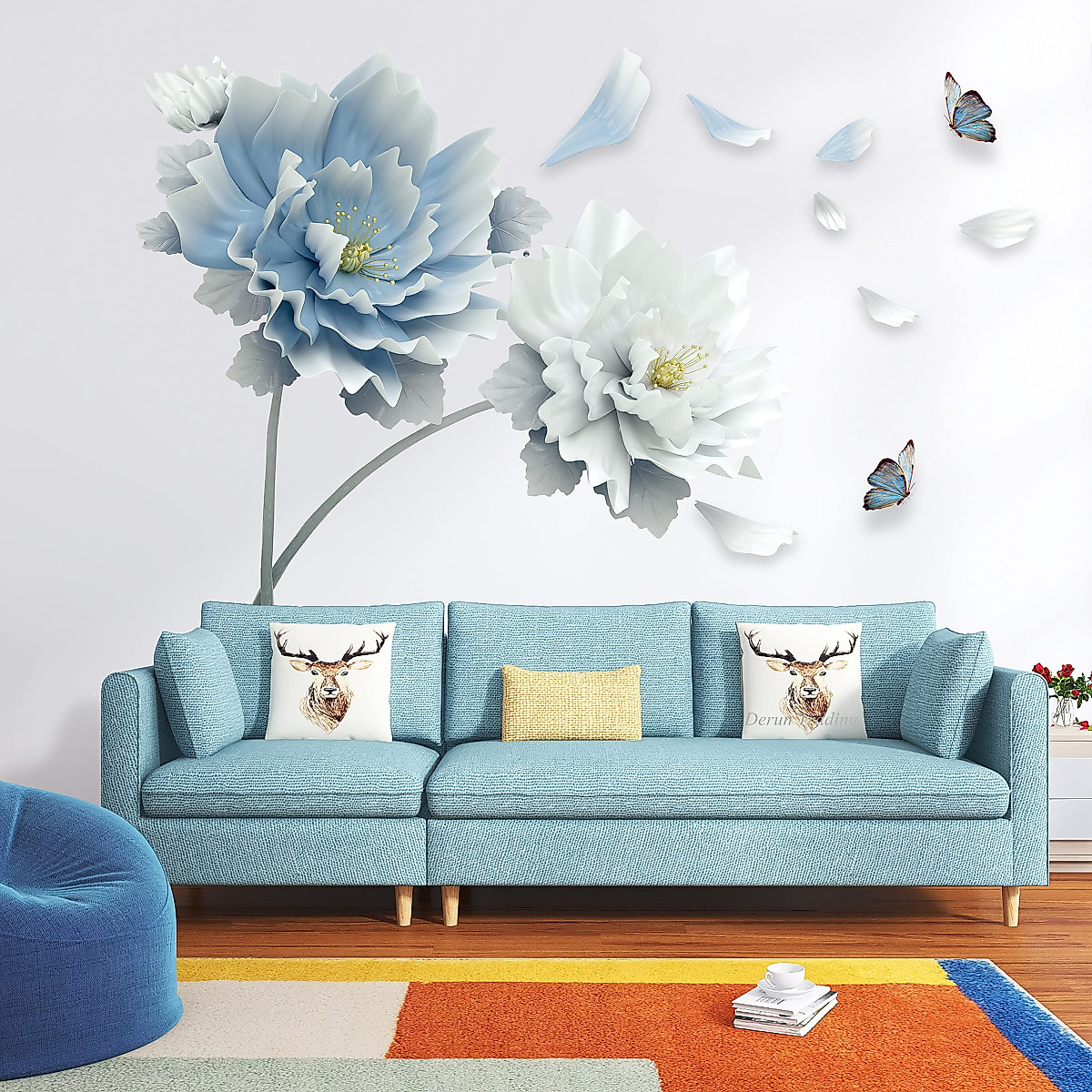 DERUN TRADING DIY WALL DECORATION(Home Personalized Design) Flowers Peel and Removable Adhesive Sticker