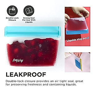 rezip Lay-Flat Lunch Reusable BPA-Free Food Grade Storage Bag 5-Pack, Leakproof, Freezer Safe, Dishwasher Safe, Travel Friendly, (5) Lunch / Sandwich Bags (3.5-Cup/28-Ounce), (Multicolor)